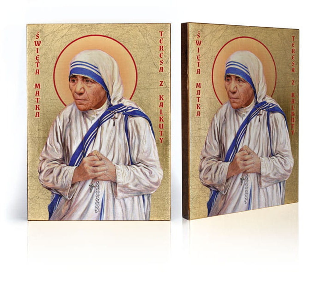 SAINT TERESA of CALCUTTA Handmade Icon: Catholic Wall Decor, Golden ...