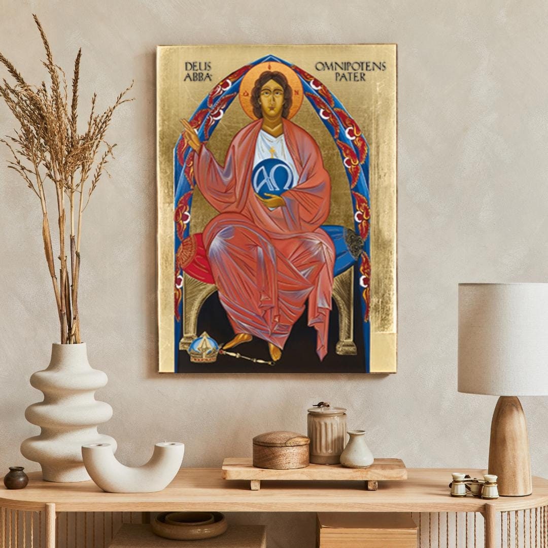 Handmade God the Father Icon, ABBA PATER, Wooden Catholic Wall Decor ...