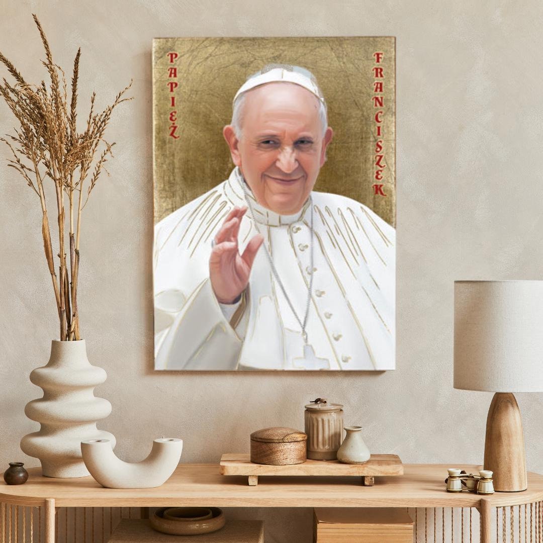 Handmade Pope Francis Icon: Wooden Religious Picture, Religious Gift ...