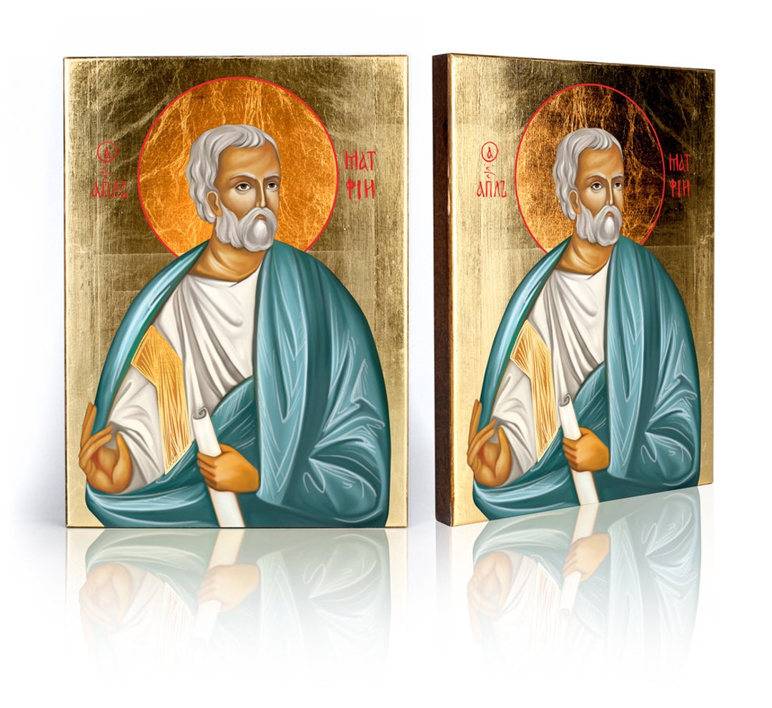 Icon of Saint Matthias the Apostle, Handmade Icon, Wooden Icon, Natural ...