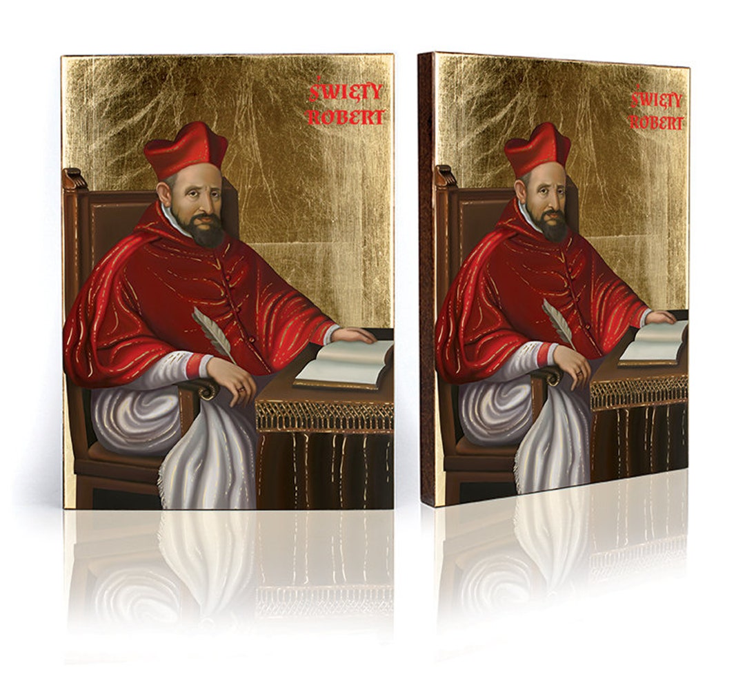 St. ROBERT BELLARMINE Icon: Handmade Wooden Religious Art, Golden ...