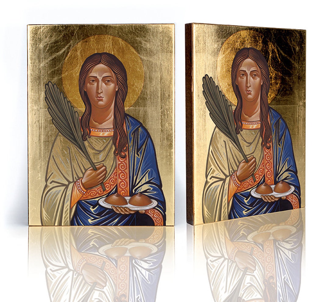 Icon of Saint Agatha of Sicily, St Agatha of Sicily, Handmade Icon ...