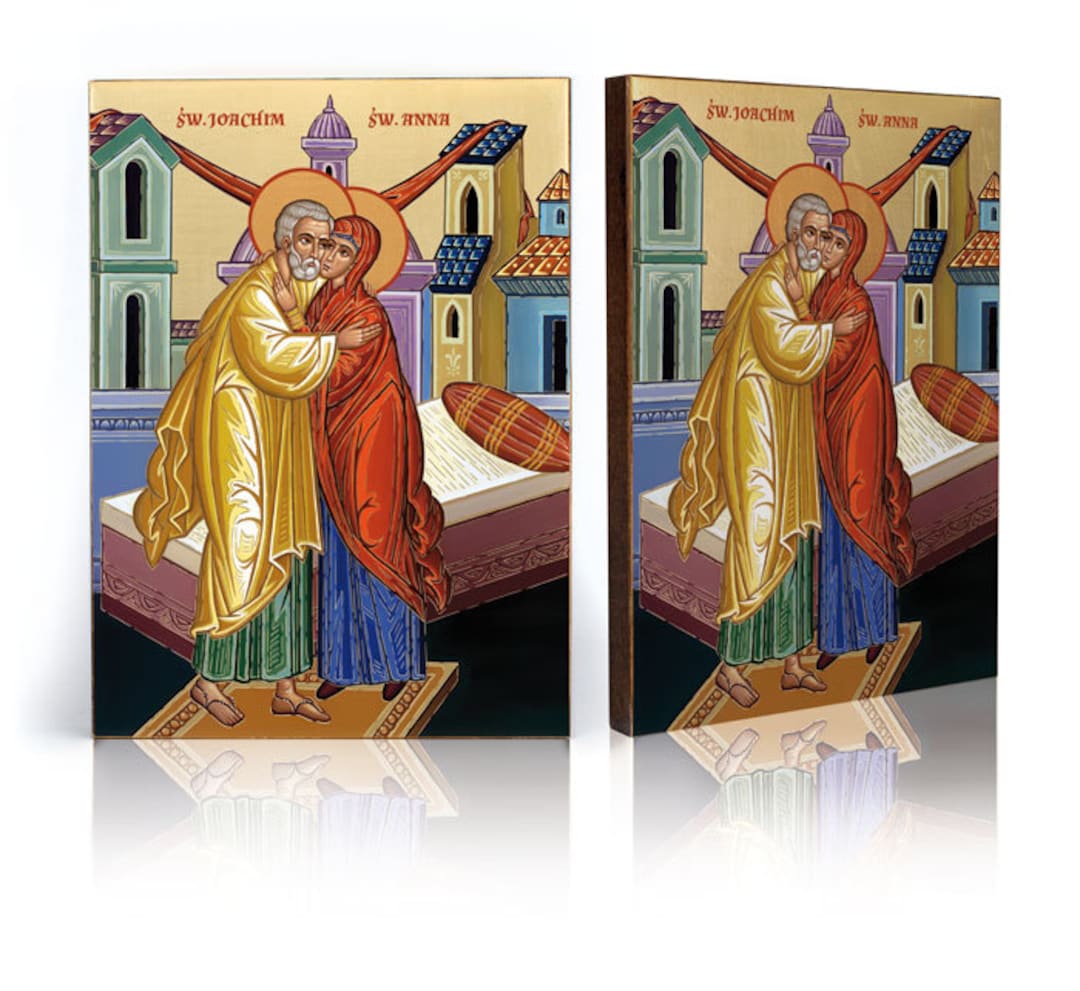 Icon of Saint Anna and Saint Joachim, Handmade Icon, Wooden Icon, Saint ...