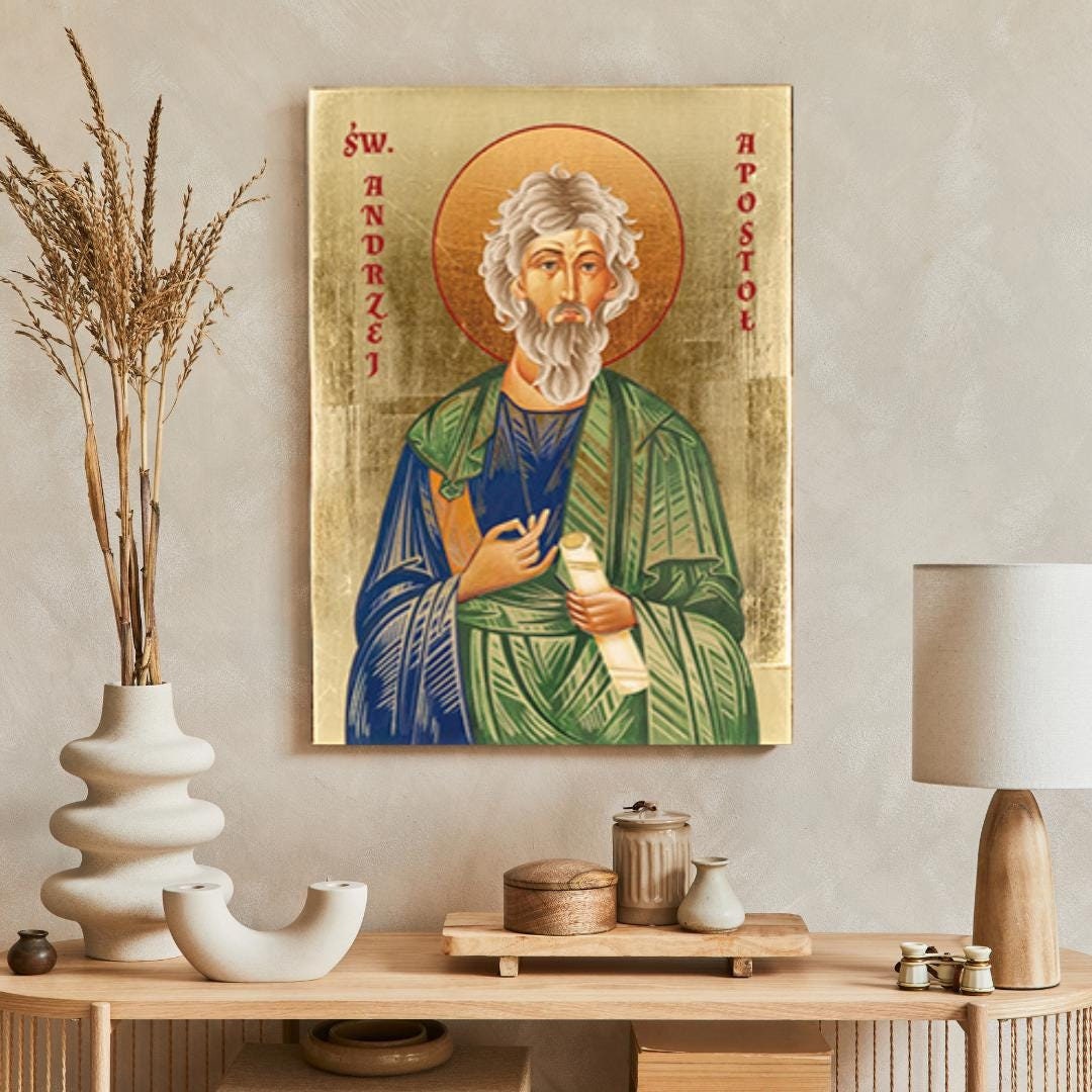 SAINT ANDREW the APOSTOLE Icon: Handmade Wooden Catholic Wall Decor ...