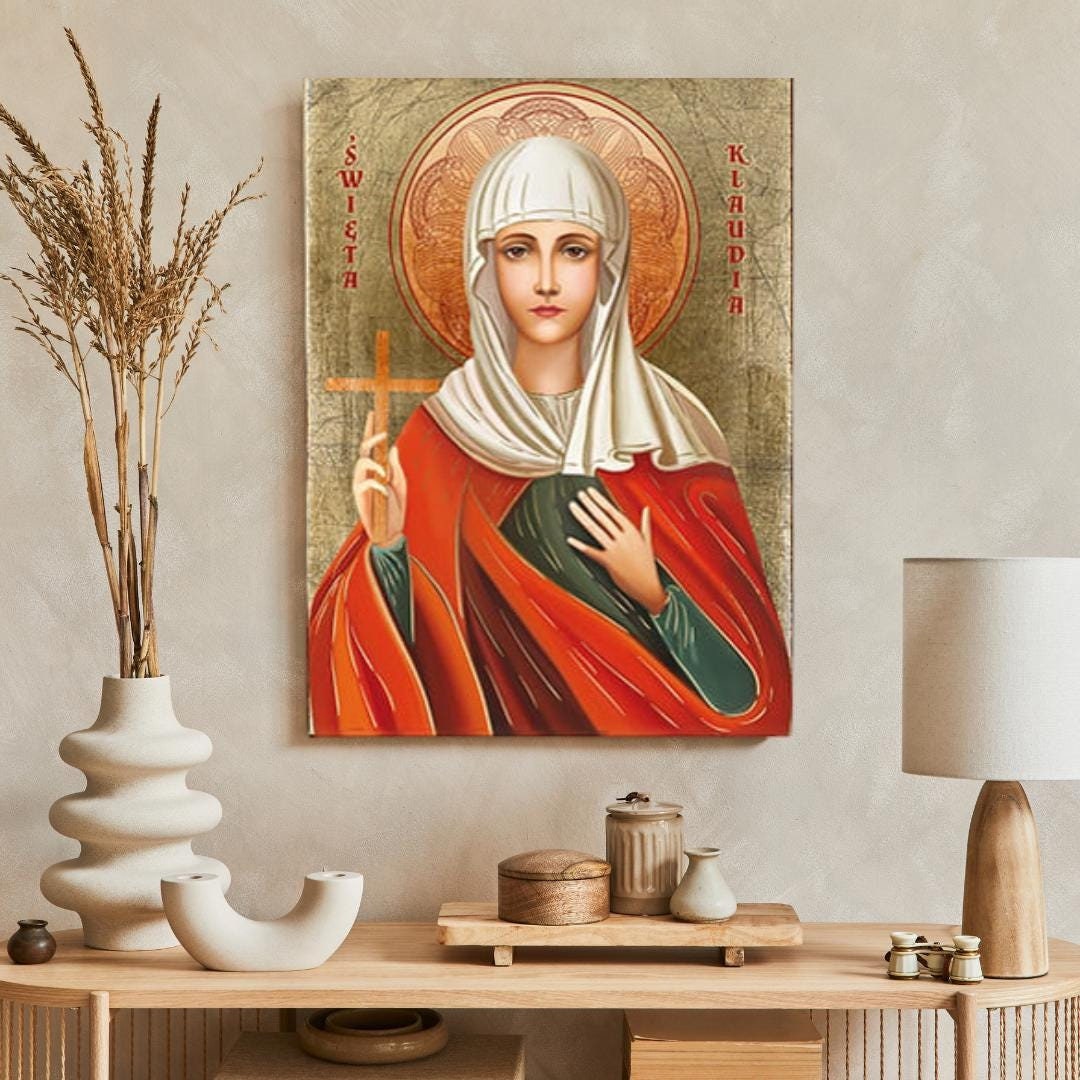 Ícone de Santa Cláudia, ícone feito à mão, ícone religioso, ícone de ...