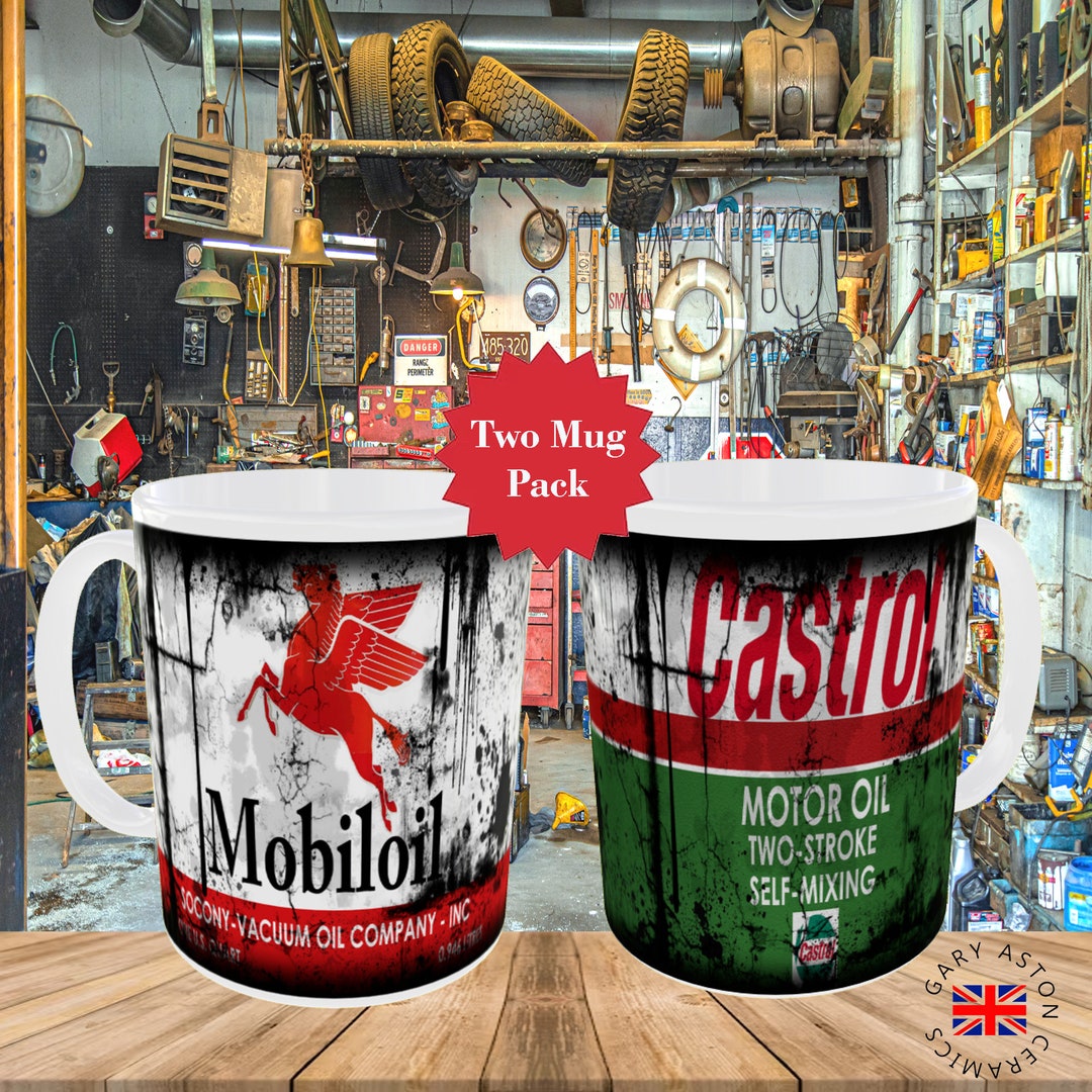 Ceramic Mug Dirty Engine Oil Can Retro Vintage Garage Mechanic Coffee ...