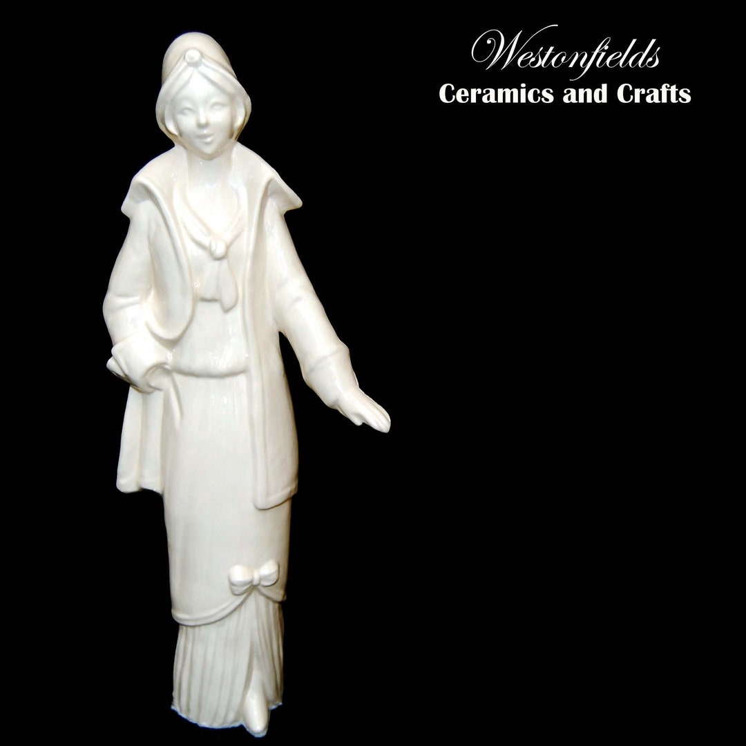Ceramic Lady Figurine Art Deco Elegant White Fashionable Sculpture ...