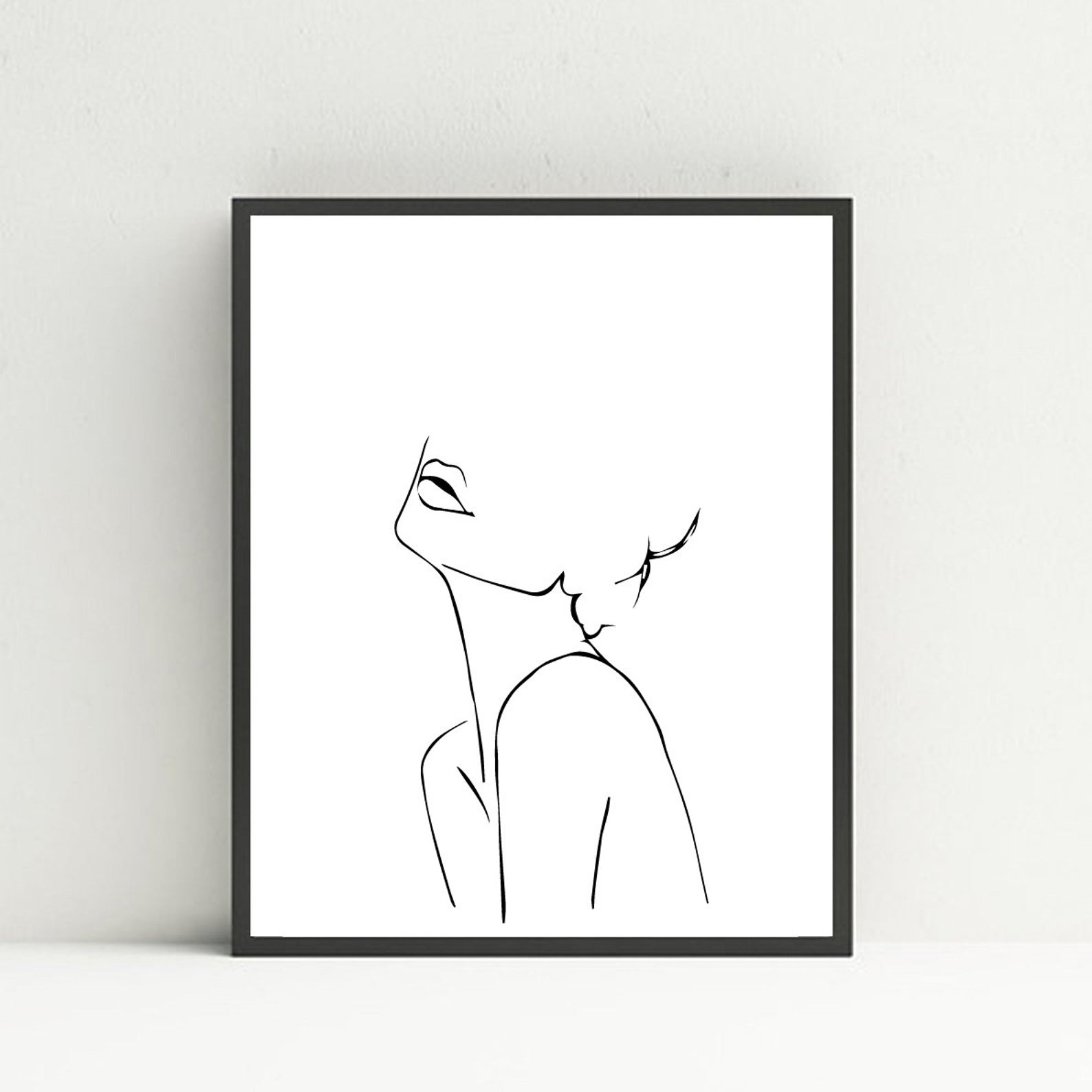 Minimalist Line Art Woman Line Drawing Modern Minimalist Wall Art Black