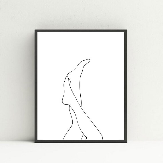 Minimalist Line Art Woman Legs Line Drawing Modern - Etsy