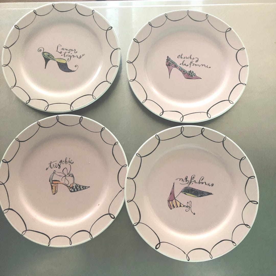 Vintage Rosanna "haute Pink" Lunch Plates: Fashion High Heel Design ...