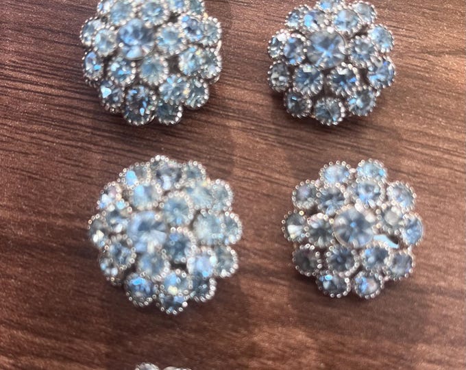 Vintage Domed Rhinestone Buttons Ice Blue Glass Cluster Set Six for ...