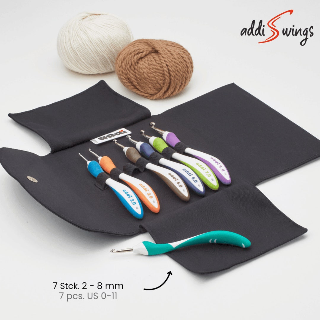Addi Swing Crochet Hook Set - 7 Crochet Hooks 16cm With Ergonomic ...