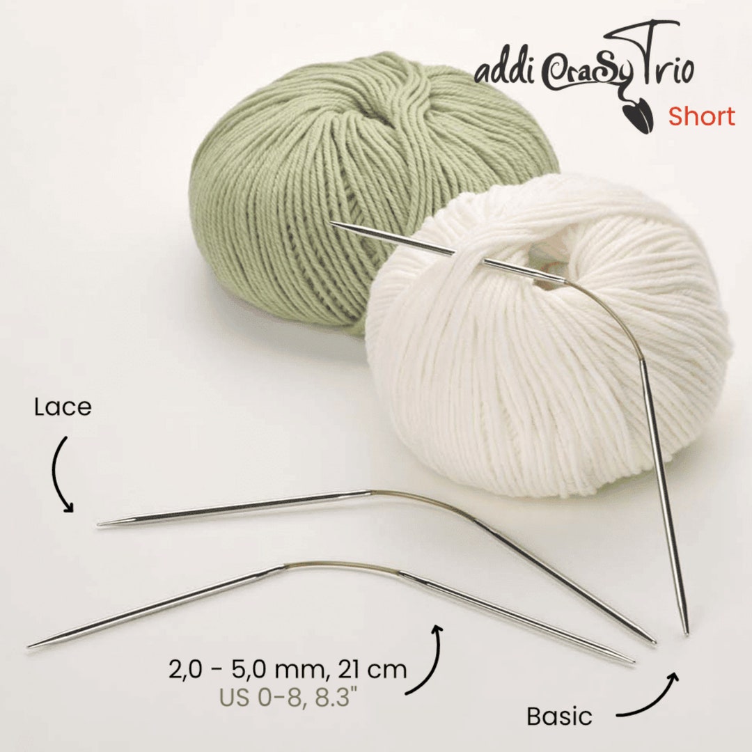 Knitting Needles Addi Crasytrio Short, Double Pointed Flexible DPN Sock ...