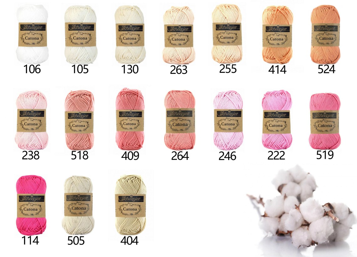 10g Mini Skeins Knitting Yarn Catona #2 - Scheepjes 100% Mercerized ...