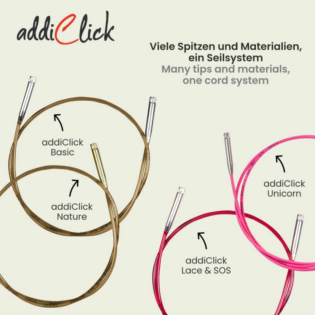 Addi Click Cables - Basic, Nature, Lace, SOS, Unicorn Interchangeable ...