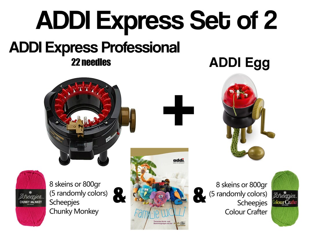 Addi Express Professional 990-2 + Addi Egg 880-2 Knitting Mills Set ...