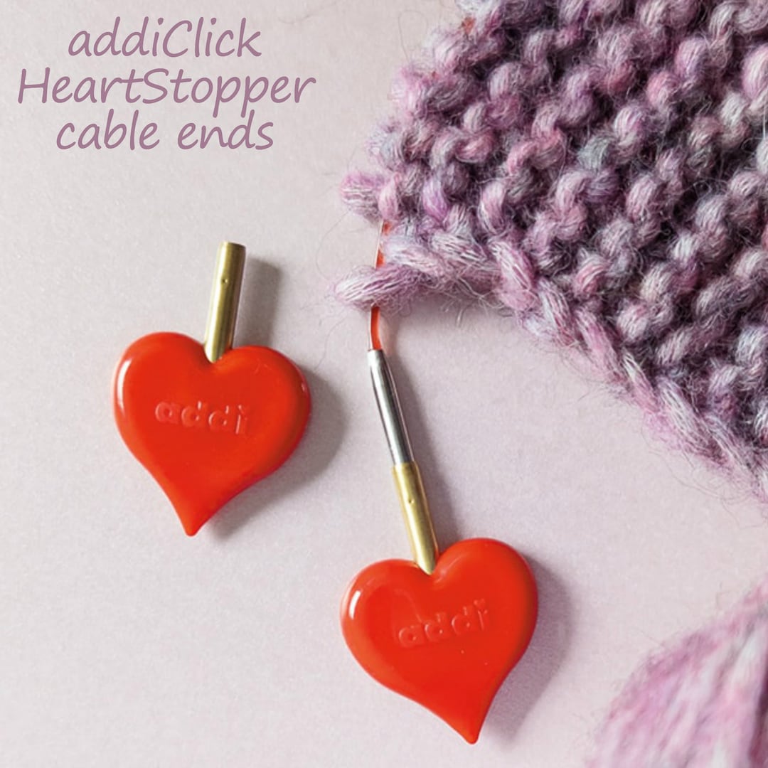 Addi Click Heartstopper Cable Ends - Set of Two Red Hearts 6992 - Etsy