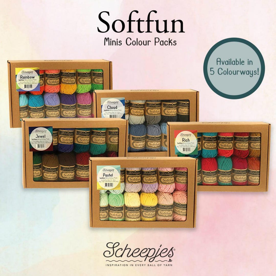 Set of 5 Softfun Mini's Color Packs - for Knitting Crochet Amigurumi ...