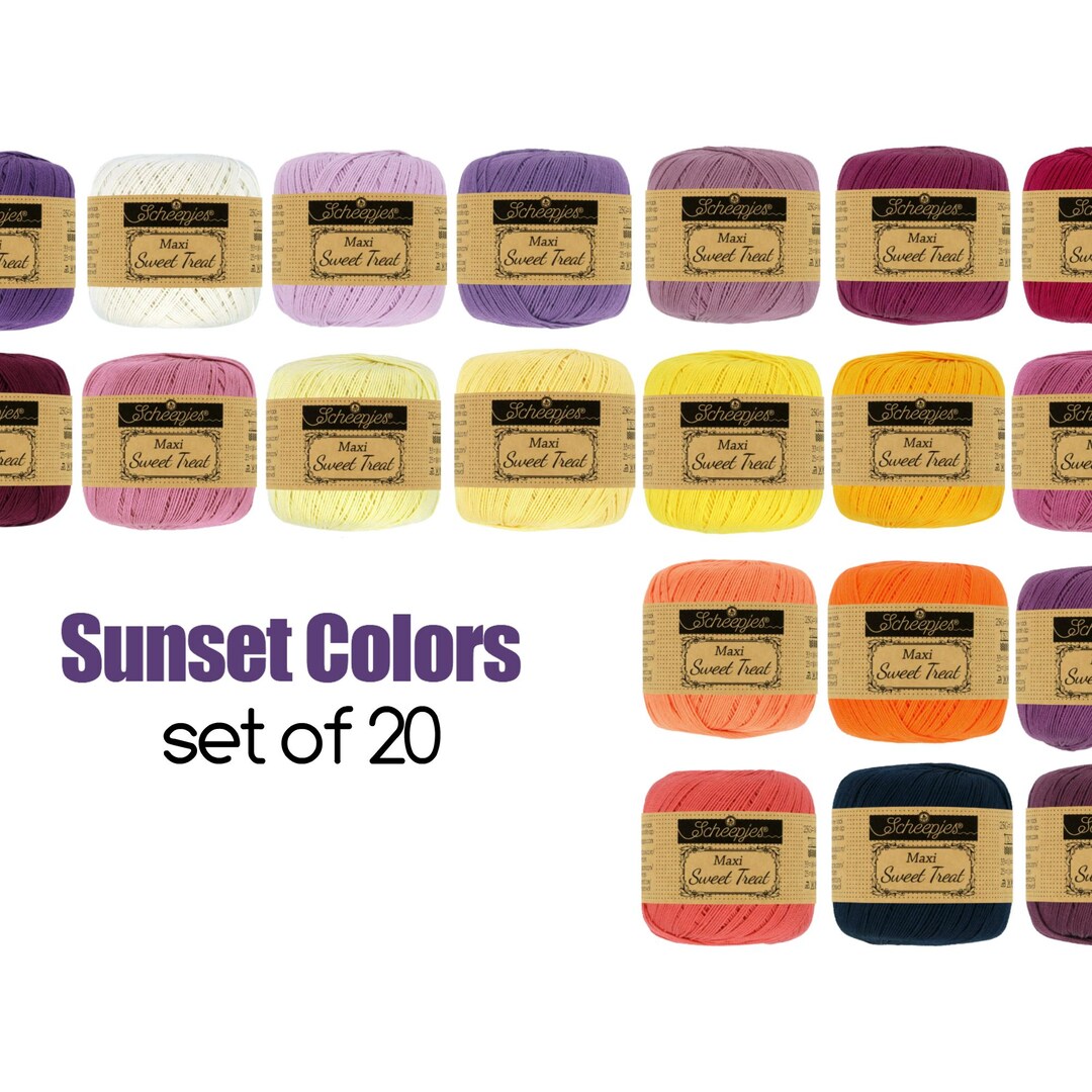 Cotton Yarn Set Sunset Colors - Maxi Sweet Treat 25gr*20 - Lace 100% ...