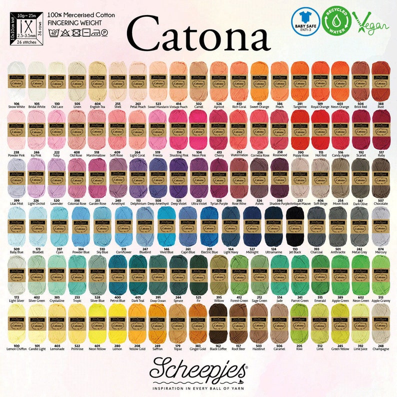 10g Mini Skeins Knitting Yarn Catona #2 - Scheepjes 100% Mercerized ...