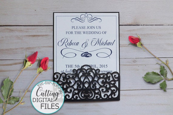 Pocket Wedding Invitation Svg Envelope Invitation Svg Laser | Etsy