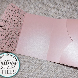 Tri Fold Lace Pocket Envelope Tri Fold Wedding Invitation - Etsy Canada