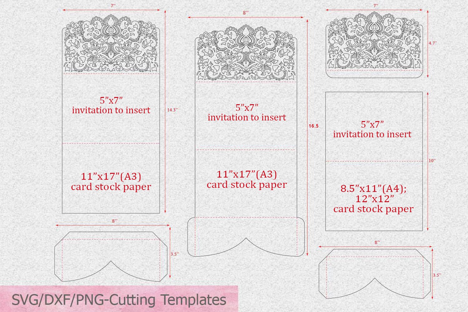 Tri Fold Lace Pocket Envelope Tri Fold Wedding Invitation - Etsy Canada