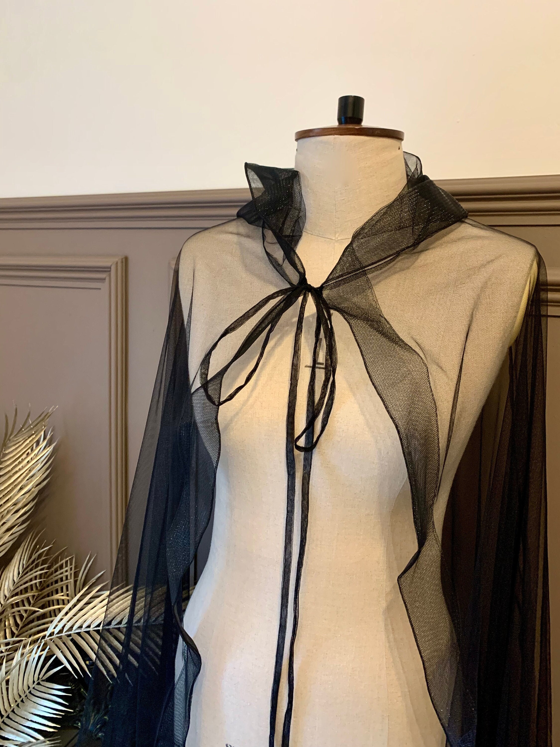 The Sparrow Cape - Black Tulle Cape With Hood - Etsy
