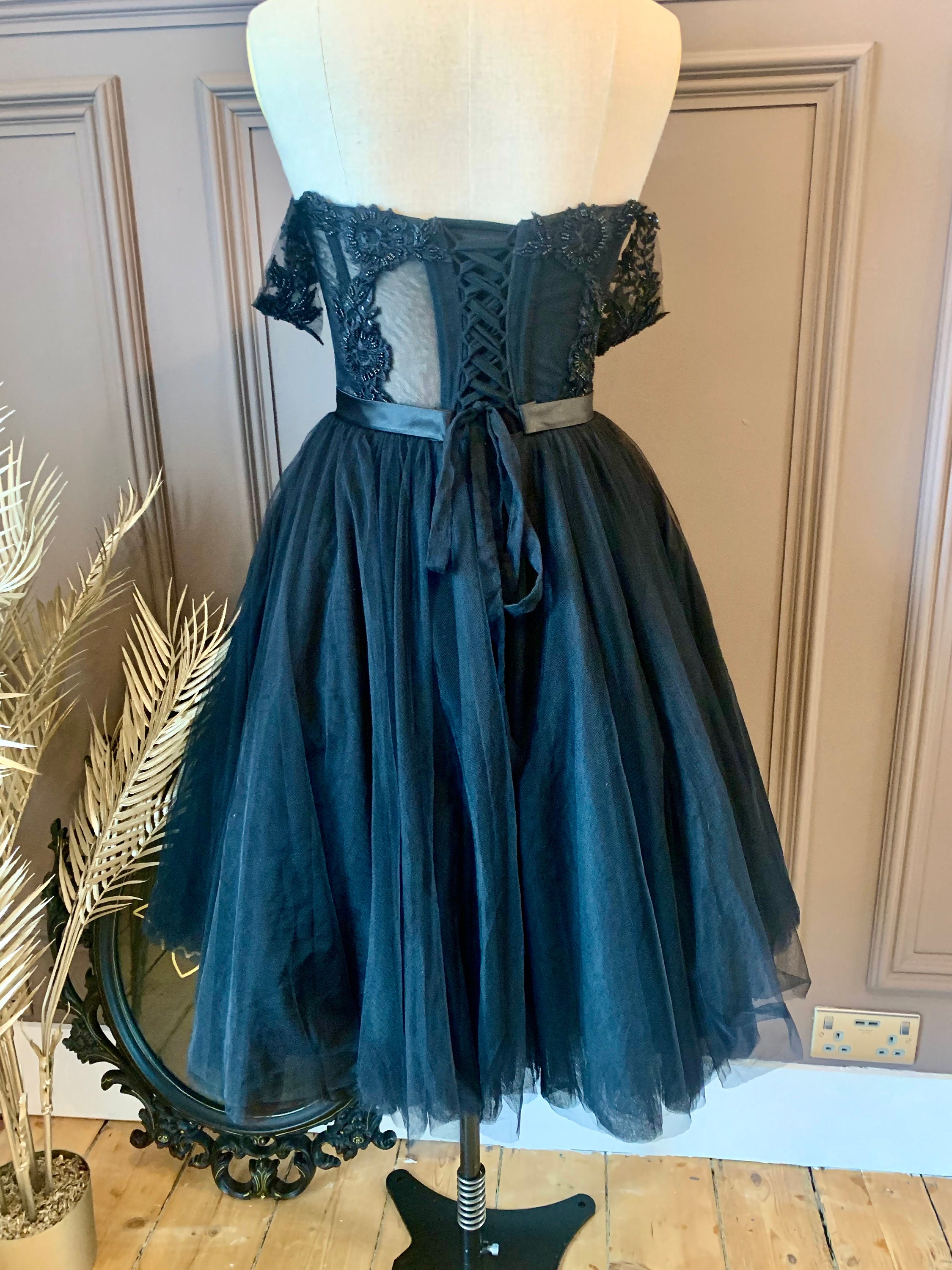 The Ezria Gown Black Tea Length Wedding Dress - Etsy