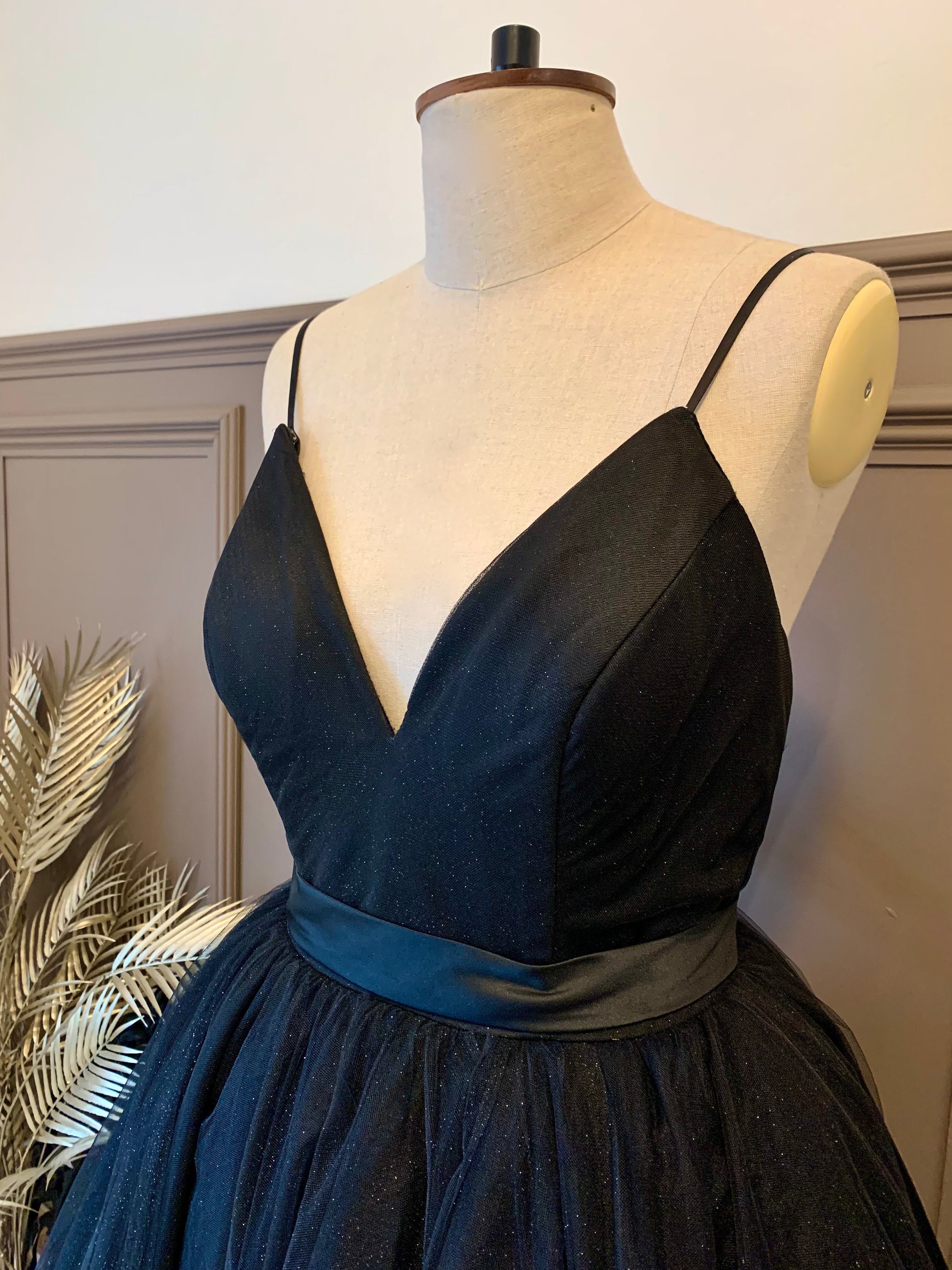 The Lethia Gown Black Wedding Dress Glitter Tulle With - Etsy