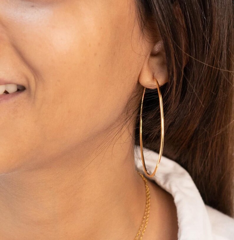 Big Gold Earrings Large Hoops - 14k Gold Plated Big Gold Hoops,40mm ...