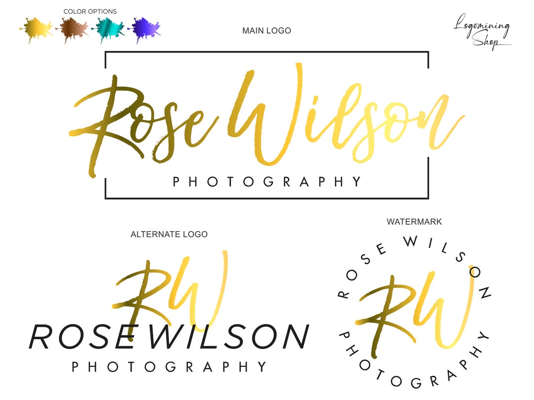 Watercolor Logo Design, Gold Logo,logo Design, Branding Kit ...