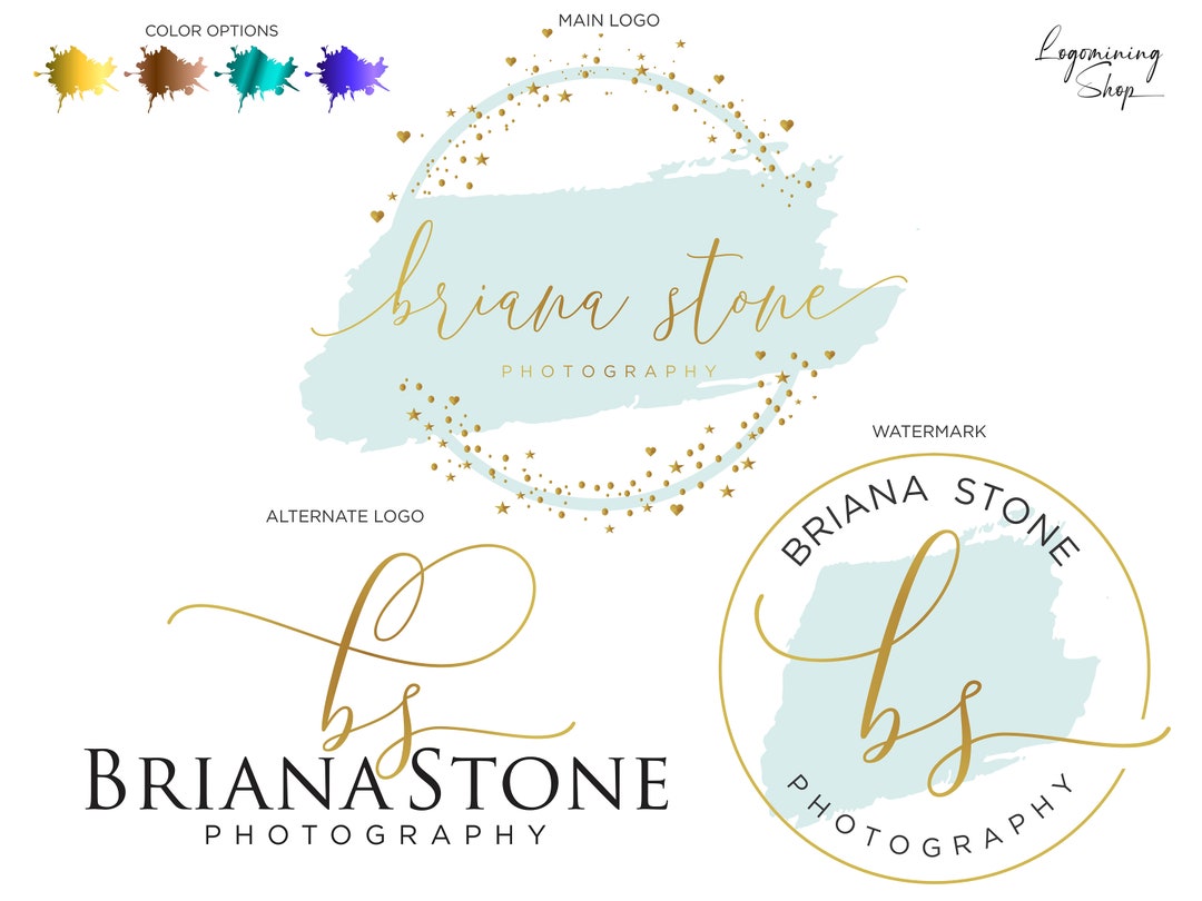Watercolor Logo Design, Gold Logo,logo Design, Branding Kit ...