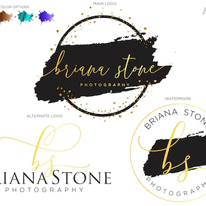 Watercolor Logo Design, Gold Logo,logo Design, Branding Kit ...