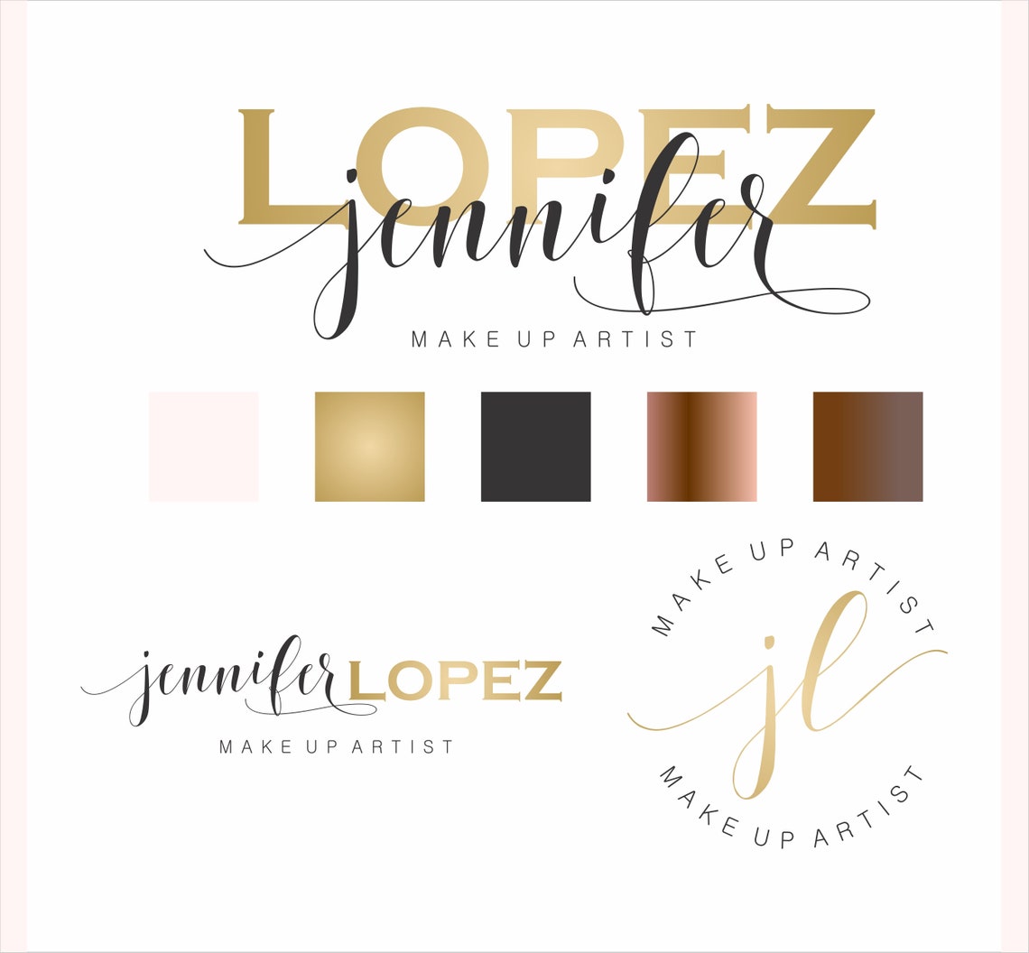 Gold Make up Artist Logo Black and Gold Logo Gold Make up | Etsy