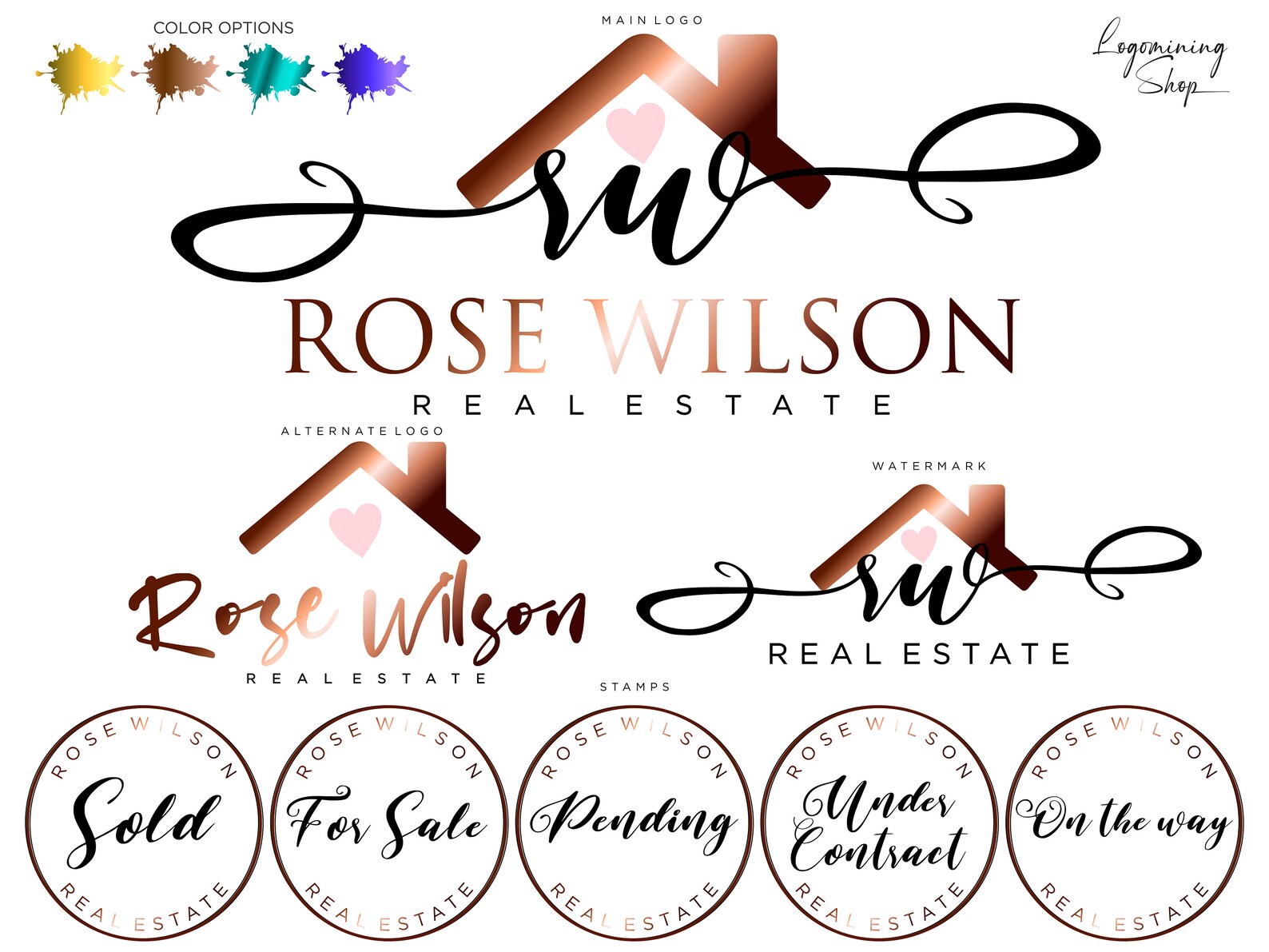 Real Estate Logo Rose Gold Logo Key Logo Realtor Logo Real - Etsy