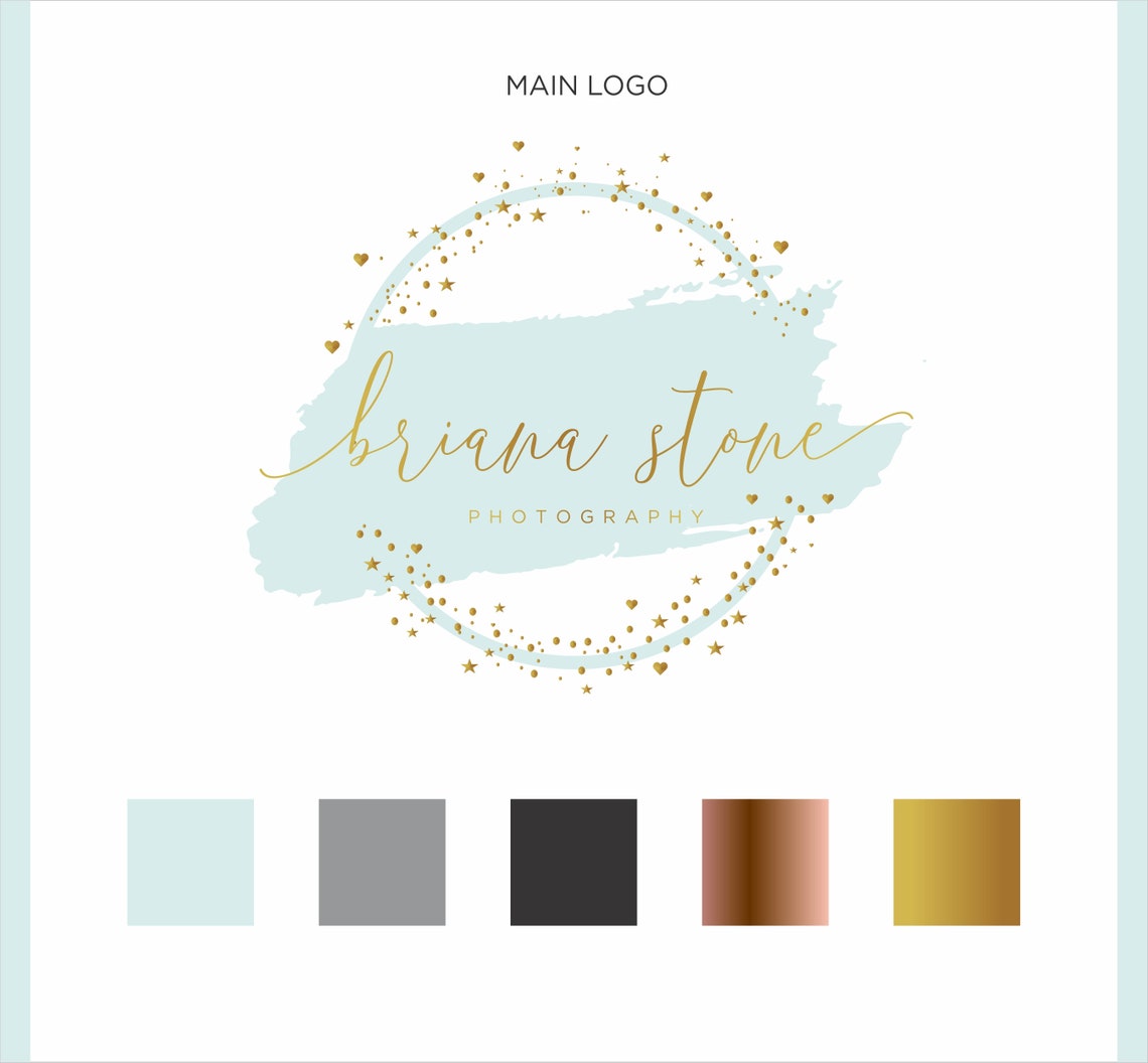 Watercolor Logo Design Gold Logologo Design Branding Kit | Etsy