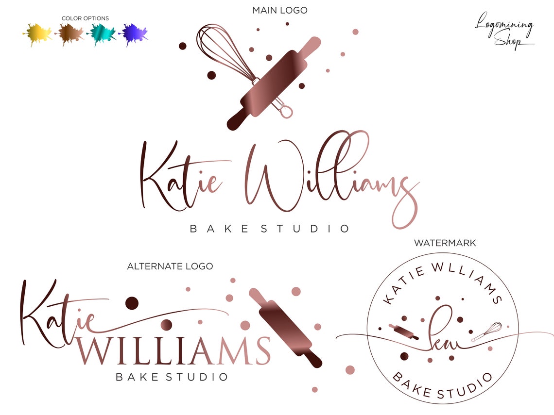 Premade Logo Design Bakery Logo Rose Gold Logo Baker Logo - Etsy