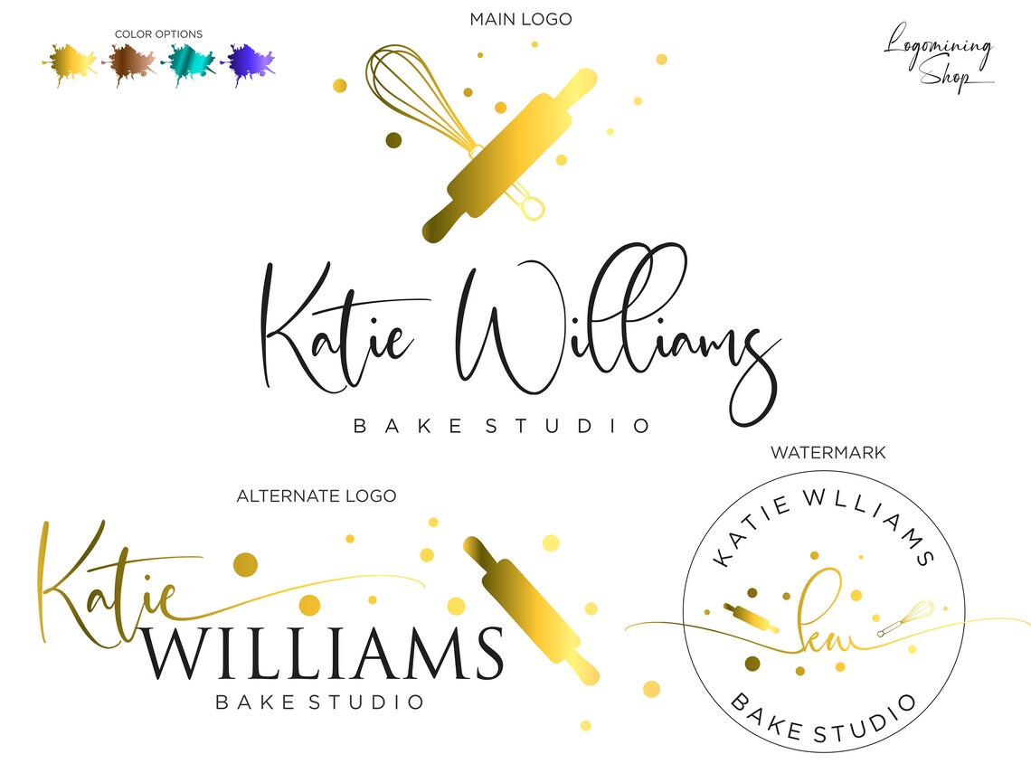 Premade Logo Design Bakery Logo Rose Gold Logo Baker Logo - Etsy