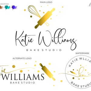 Premade Logo Design, Bakery Logo, Rose Gold Logo, Baker Logo, Feminine ...