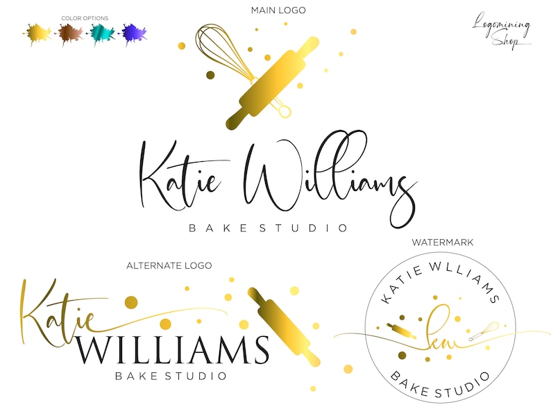 Premade Logo Design Bakery Logo Rose Gold Logo Baker Logo - Etsy