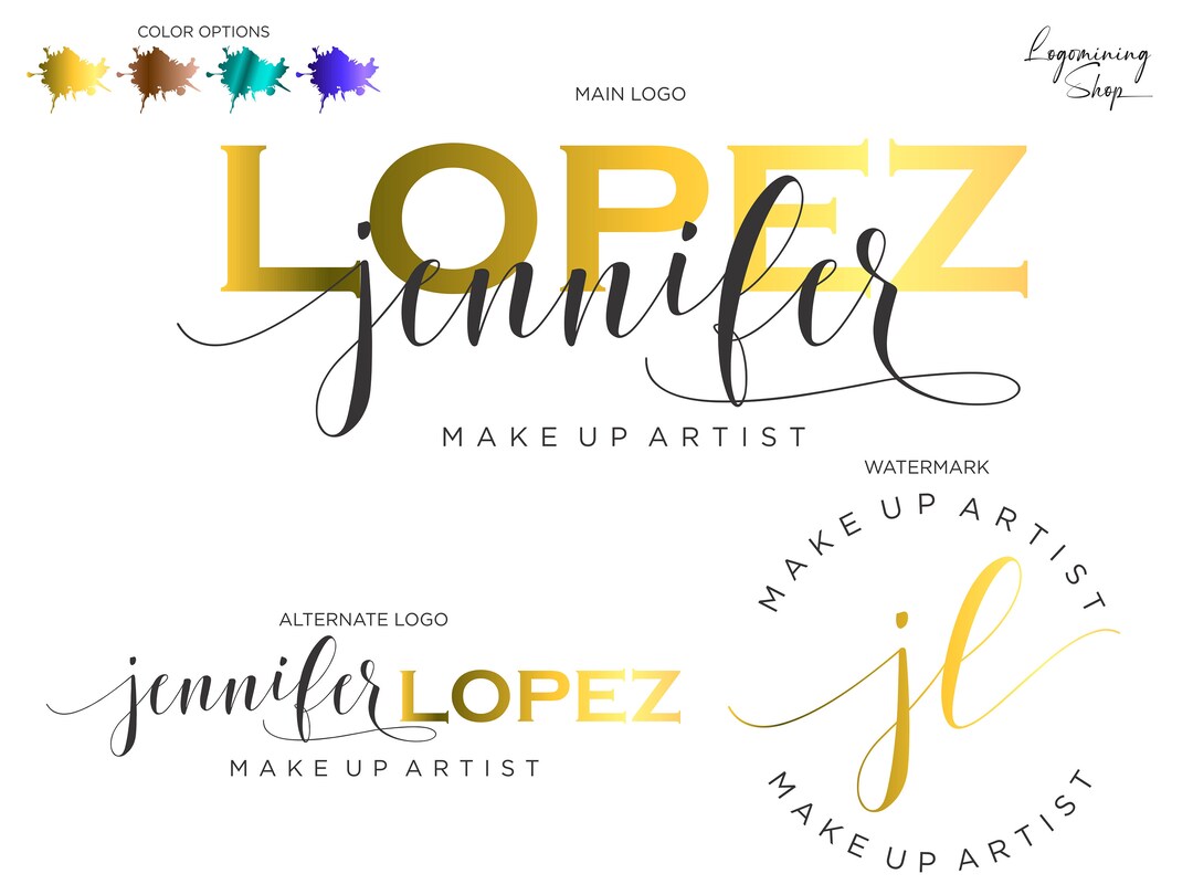 Gold Make up Artist Logo, Black and Gold Logo, Gold Make up Logo, Gold ...