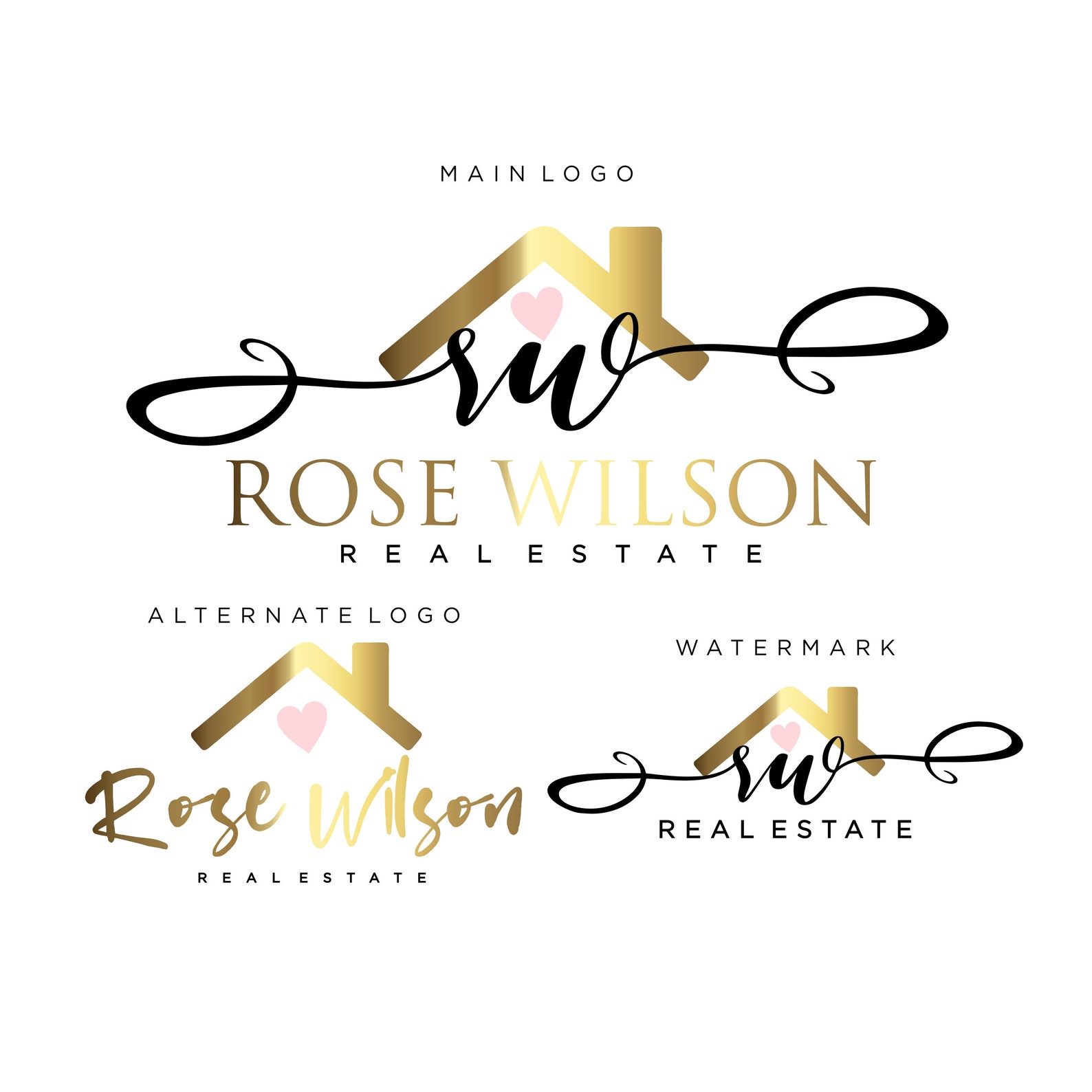 Real Estate Logo Rose Gold Logo Key Logo Realtor Logo Real | Etsy