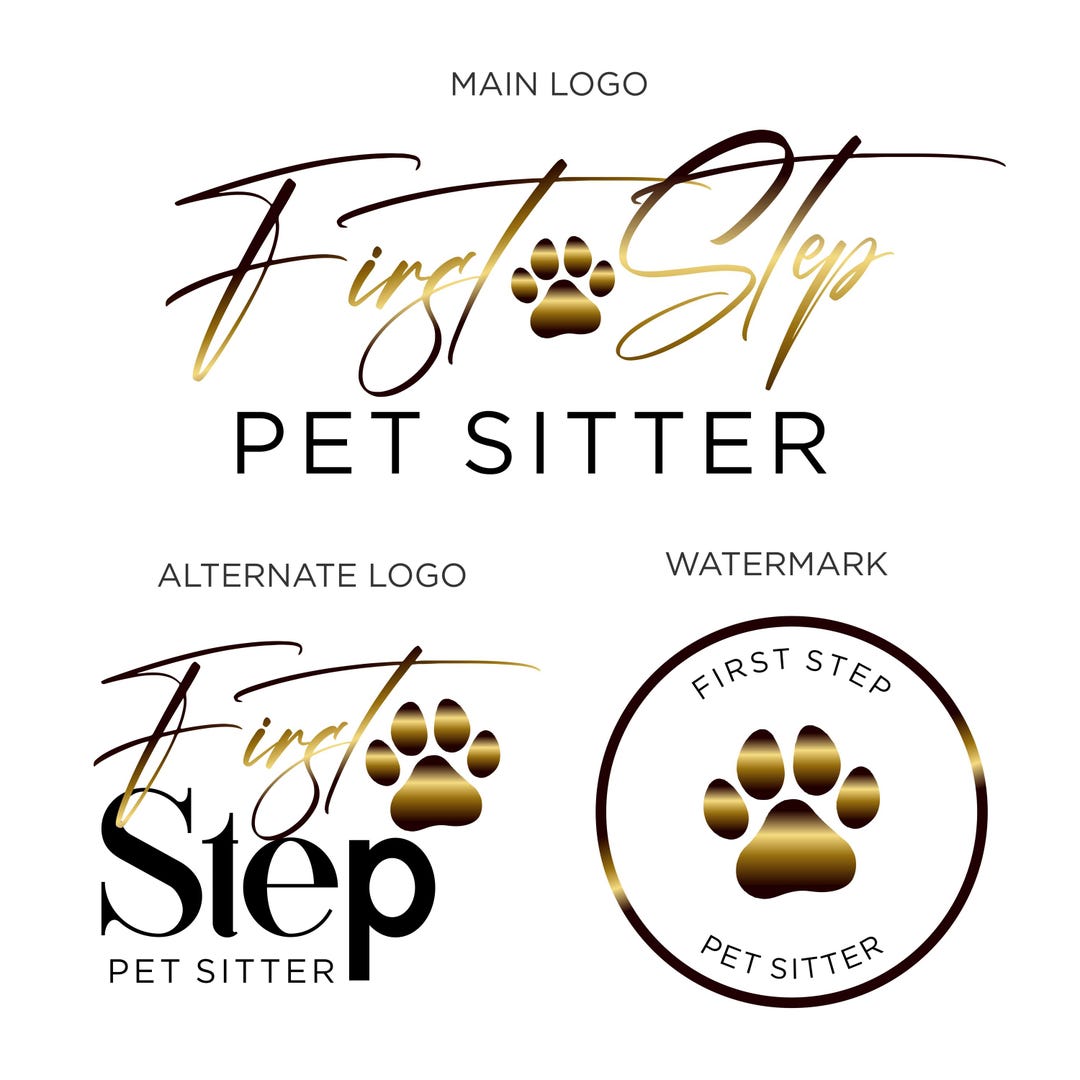 Pet Sitter Logo, Pet Logos, Dog Logos, Paw Logo, Premade Logo, Gold ...