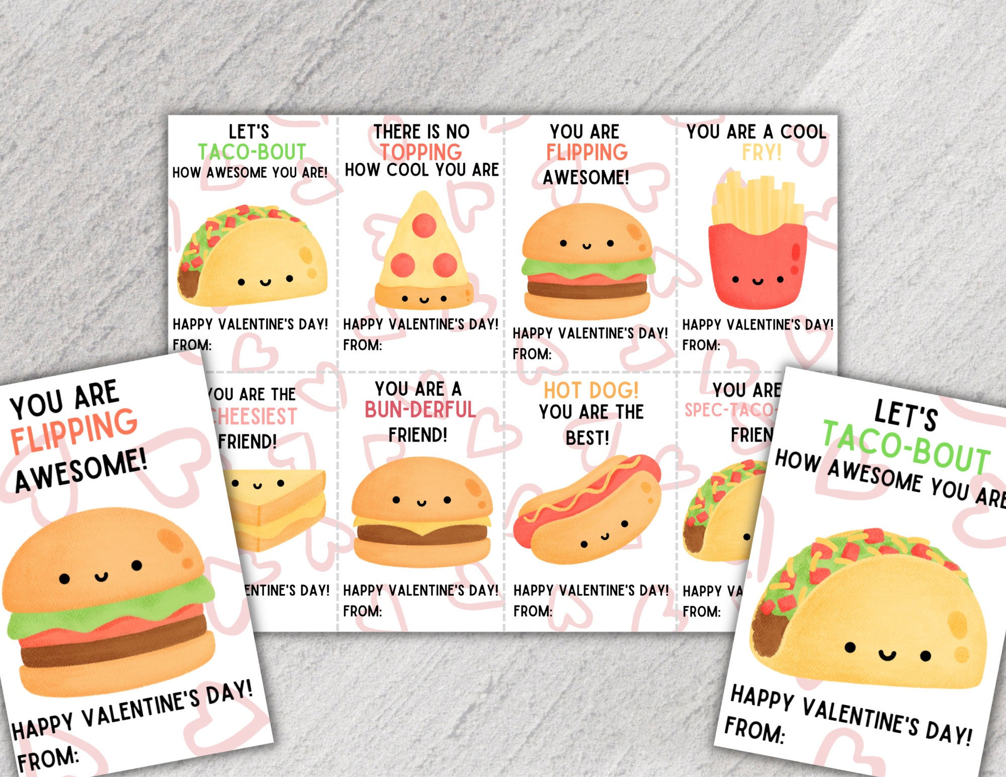 Food Valentine's Day Cards for Kids - Etsy