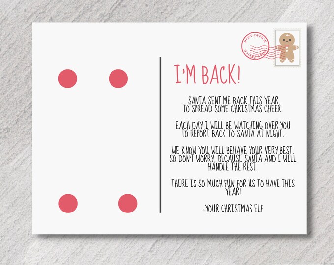Holiday Elf Postcard, Elf Welcome Letter, Christmas Elf is Back - Etsy