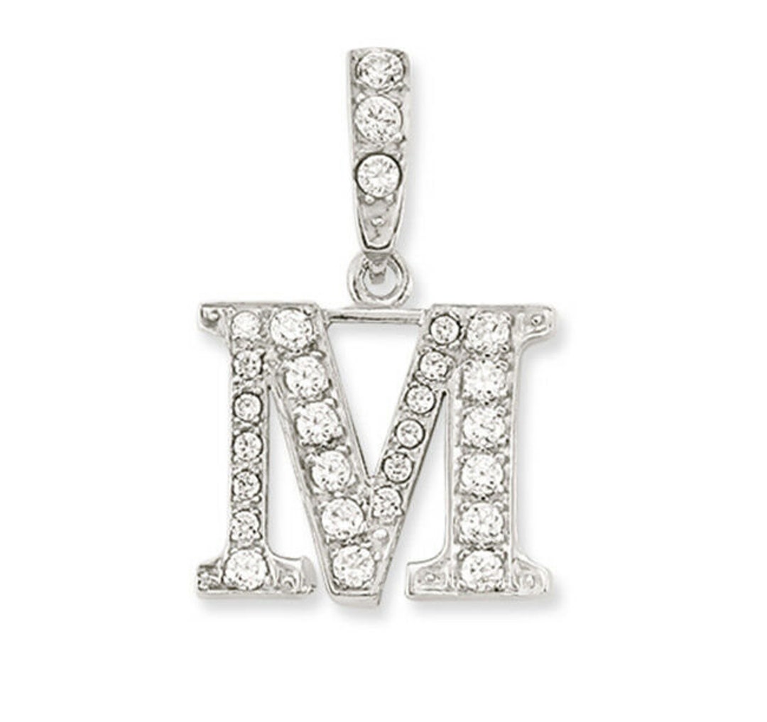 Sterling Silver CZ Initial Pendants Cubic Zirconia Letters Gift Box - Etsy
