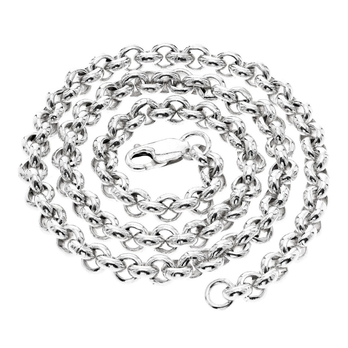 Sterling Silver Belcher Chain 18 20 22 24 Inch Heavy 5.0mm Round Link ...