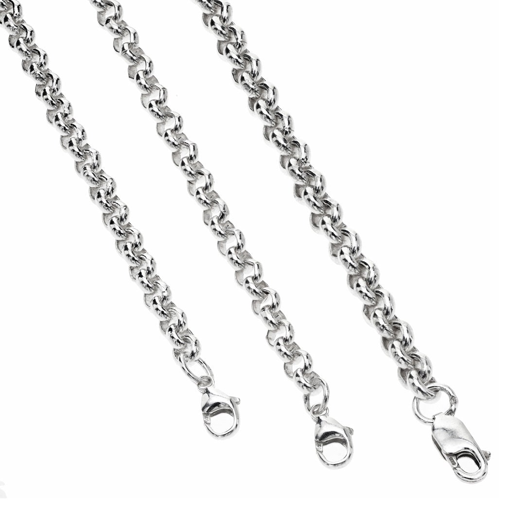 Sterling Silver Belcher Chain 18 20 22 24 Inch Heavy 5.0mm Round Link ...