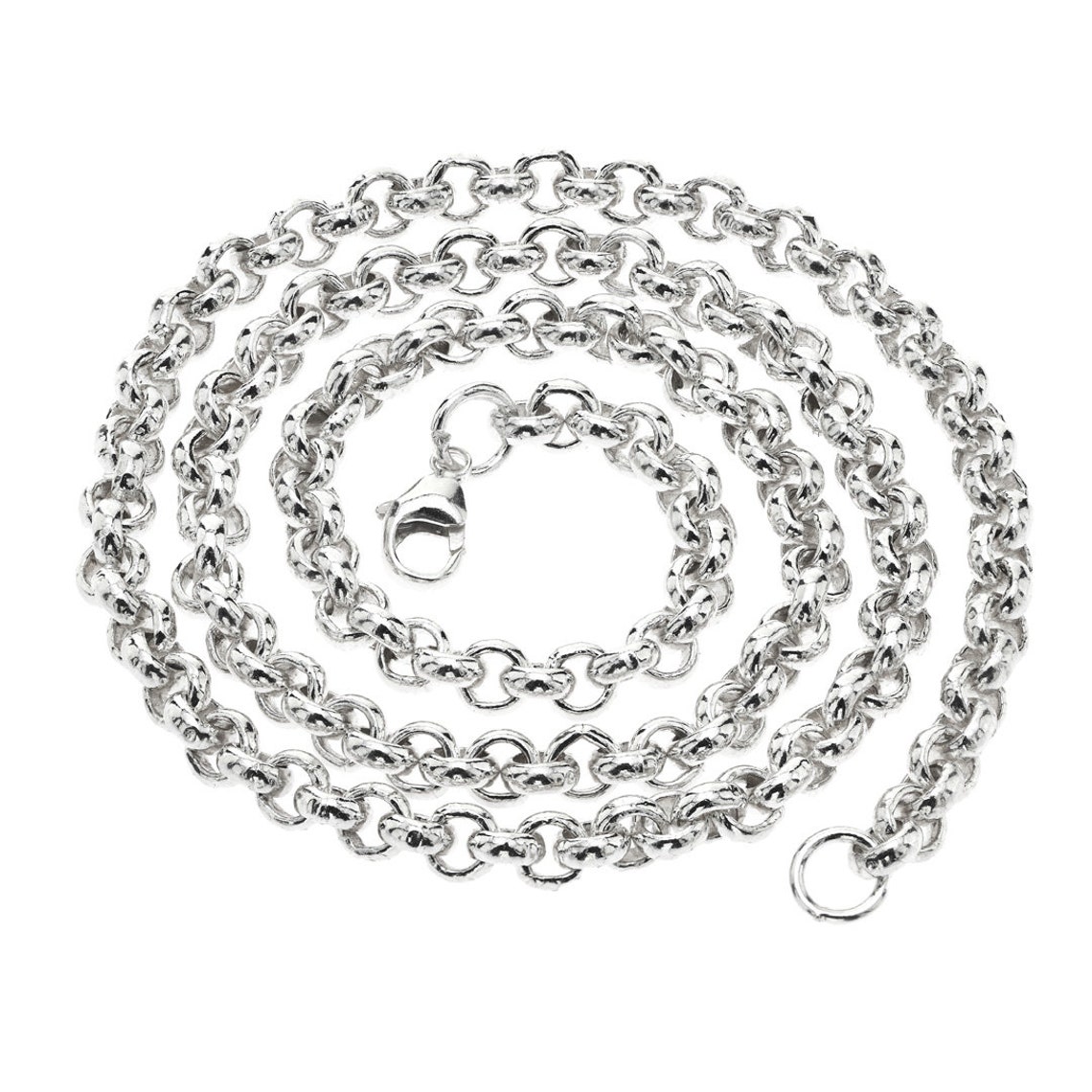 Sterling Silver Belcher Chain 18 20 22 24 Inch Heavy 5.0mm Round Link ...